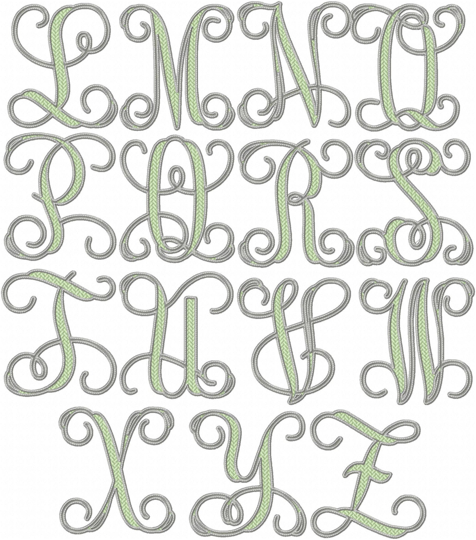 Fancy Textured Vines Monogram Font | Bling Sass & Sparkle