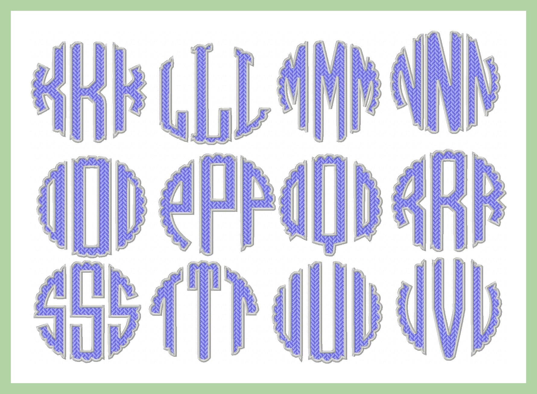 Scallop Textured Circle Monogram Font- 6 inch letters | Bling Sass ...