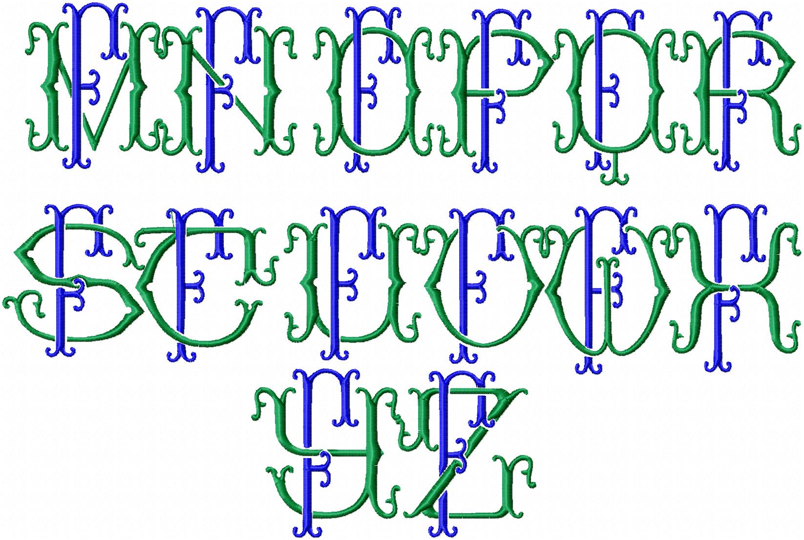 VINTAGE BAROQUE INTERLOCKING MONOGRAM FONT - SET "F" 3 AND 4 INCH SIZE ...