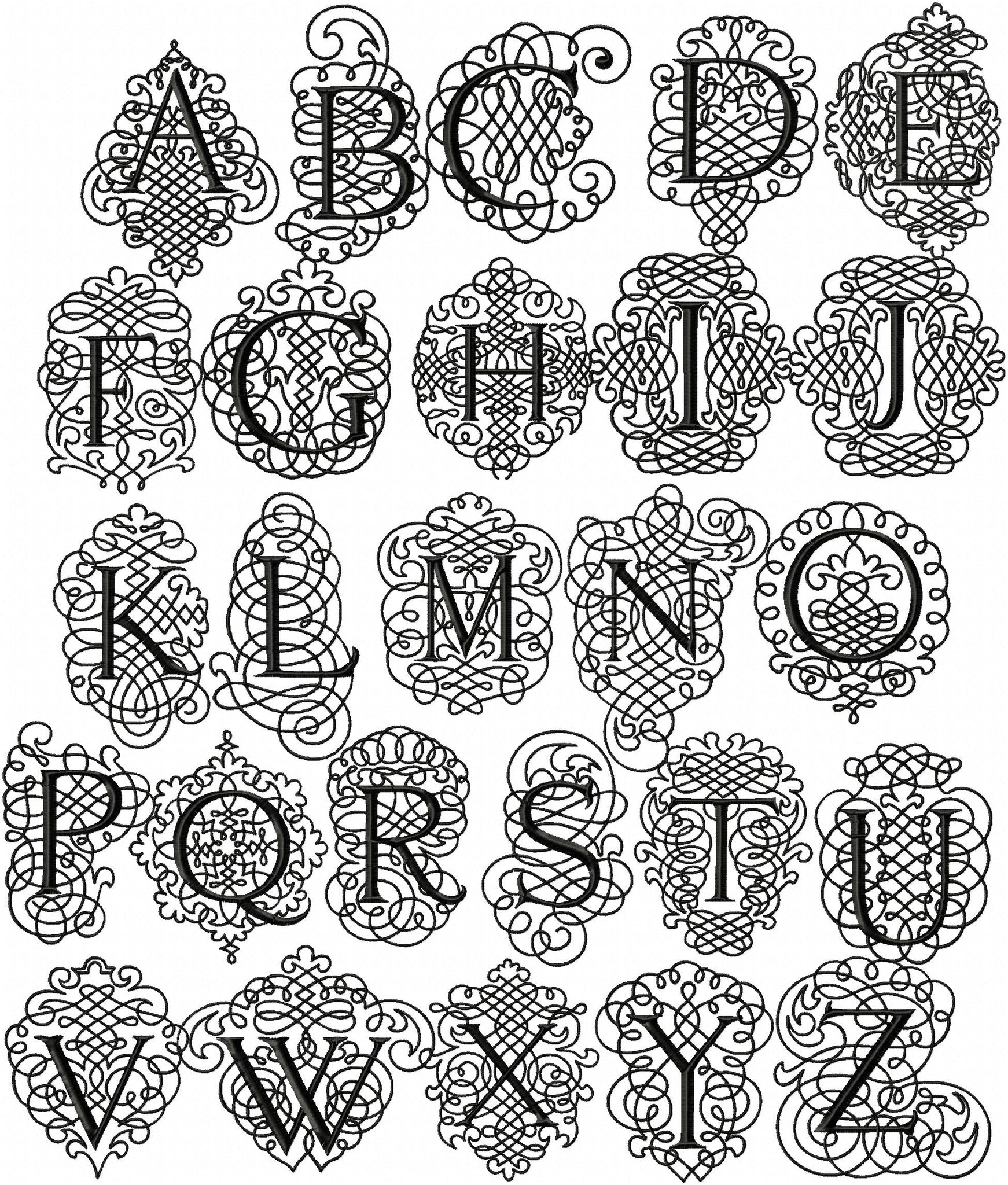 ELIZABETH CALLIGRAPHY MONOGRAM FONT | Bling Sass & Sparkle