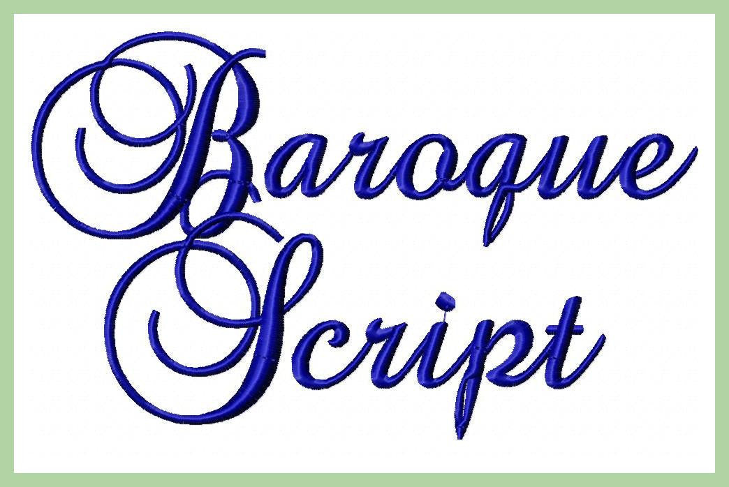Baroque Script Font - comes in 1,2,3 inch Sizes Upper and lower Case s ...