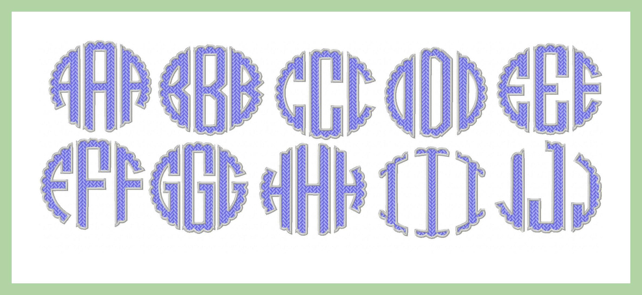 Scallop Textured Circle Monogram Font- 6 inch letters | Bling Sass ...