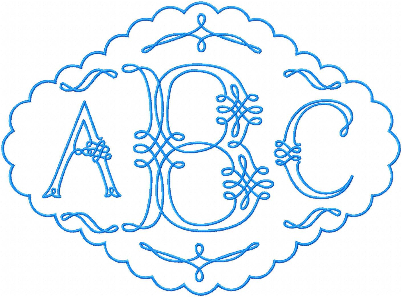 Piping Monogram Set - 5.25" Center with 3" side letters - comes with 1 ...