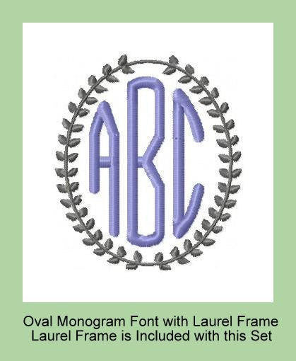 Oval 3 Letter Monogram Font -comes in 2.5 and 3 inch Sizes with 3 fram ...