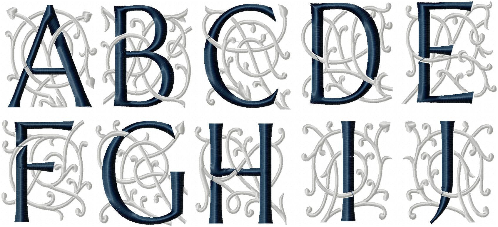 Mia Bella Monogram Font - Comes in 3.5 inch size 2 color Machine Embro ...